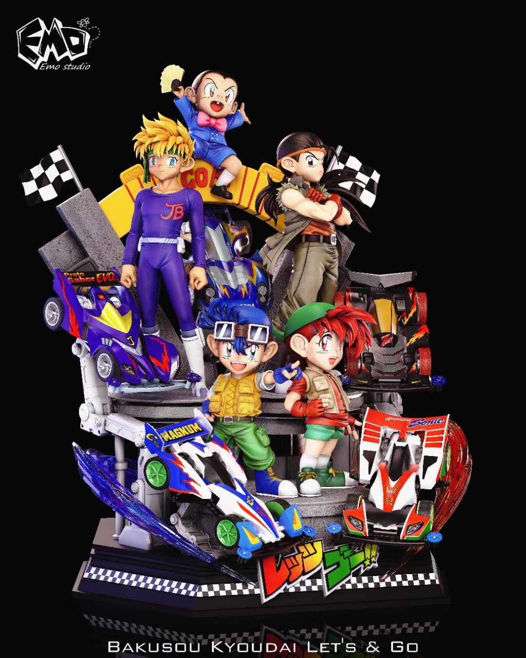 EMO Studio 1/6 Bakusou Kyoudai Let’s & Go Japanese team Resin Statue ...